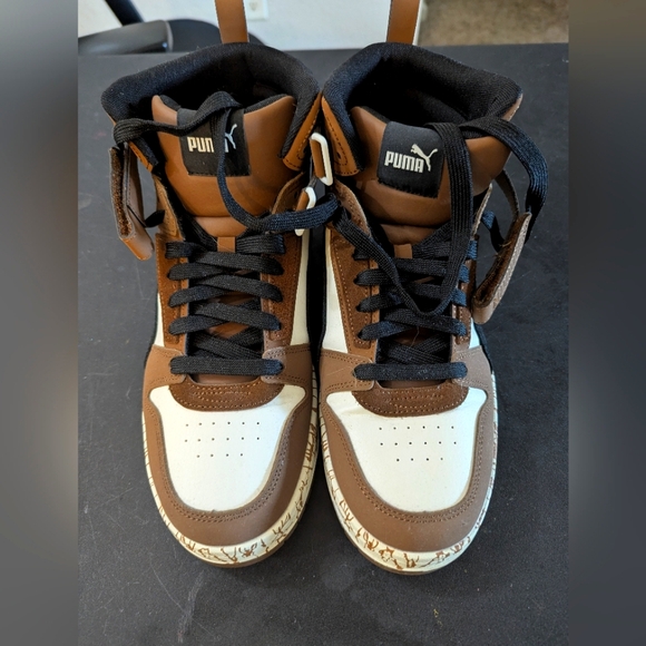 Puma | Shoes | Puma Brown And White Hightop Sneakers | Poshmark